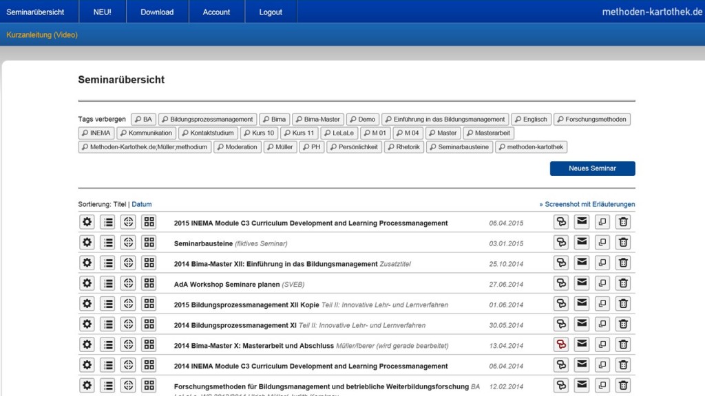 Zeit sparen mit methoden-kartothek.de III: Seminar “überplanen” – methodium